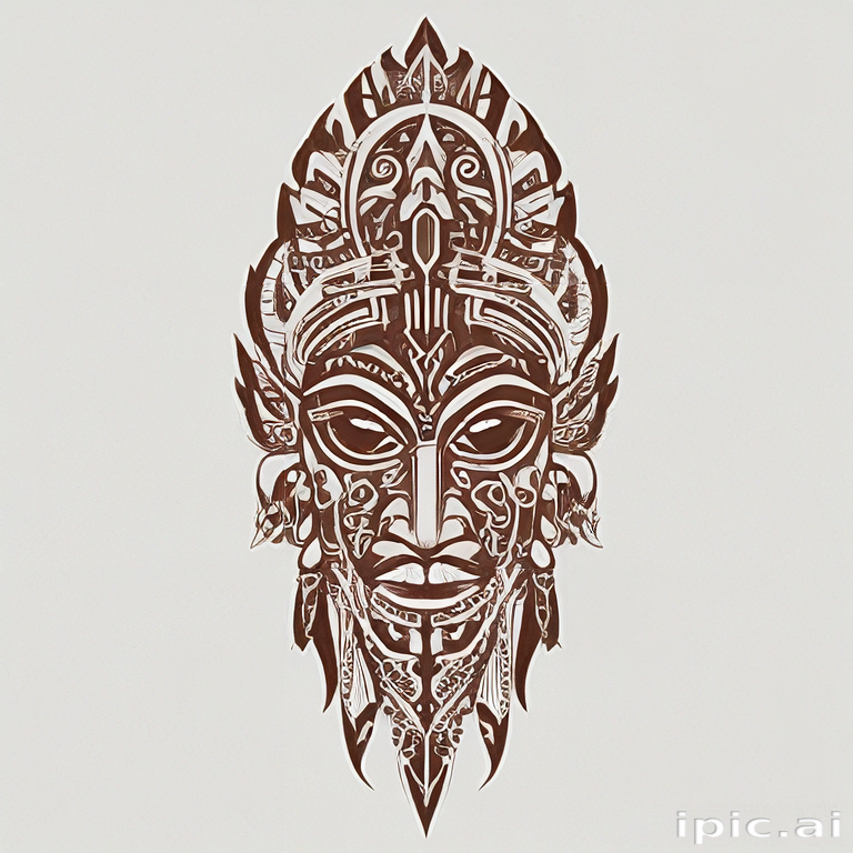 Intricate Tribal Mask Design Featuring Detailed Patterns and Cultural ...