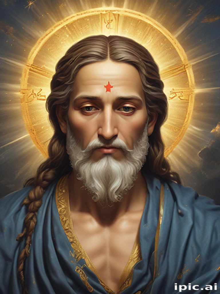 Divine Portrait of a Serene Figure Radiating Peace and Wisdom