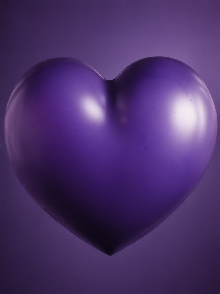 Shiny Purple Heart Shape Against a Soft, Blurred Purple Background