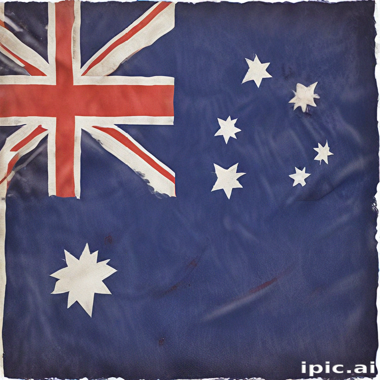 A Vintage Representation of the Australian Flag with Distressed Texture.