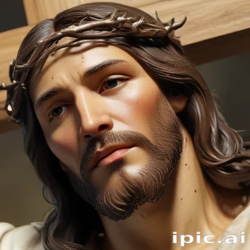 Realistic Representation of Jesus Christ with Crown of Thorns and ...