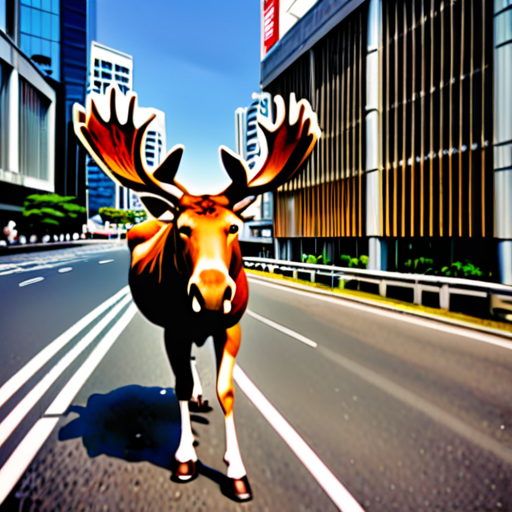 An anonymous moose terrorizing tokyo