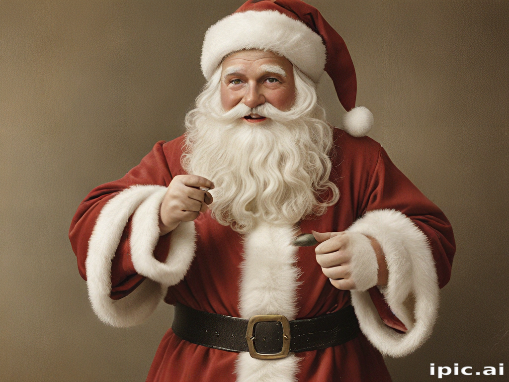 Jolly Santa Claus in Classic Red Suit Spreading Christmas Cheer and Joy