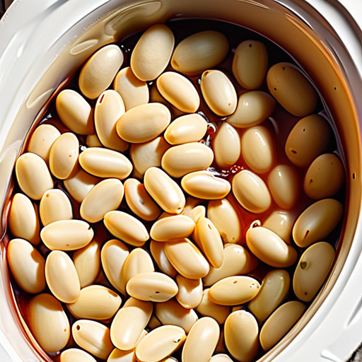 Delicious White Beans Steeping in Rich, Flavorful Sauce Ready to Cook