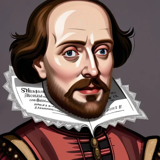 Portrait of William Shakespeare with a Quill and Manuscript Background