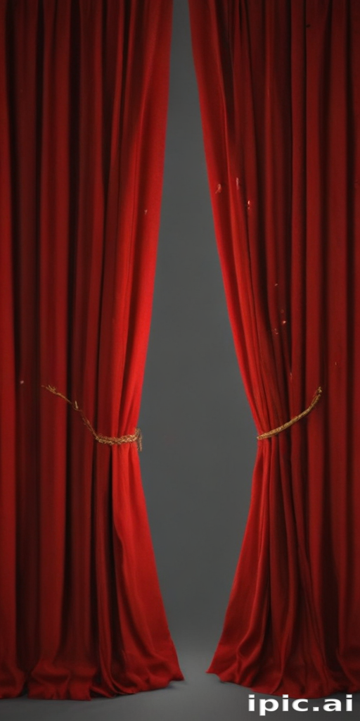 Elegant Red Curtains Parted Slightly, Hiding Secrets Behind the Fabric