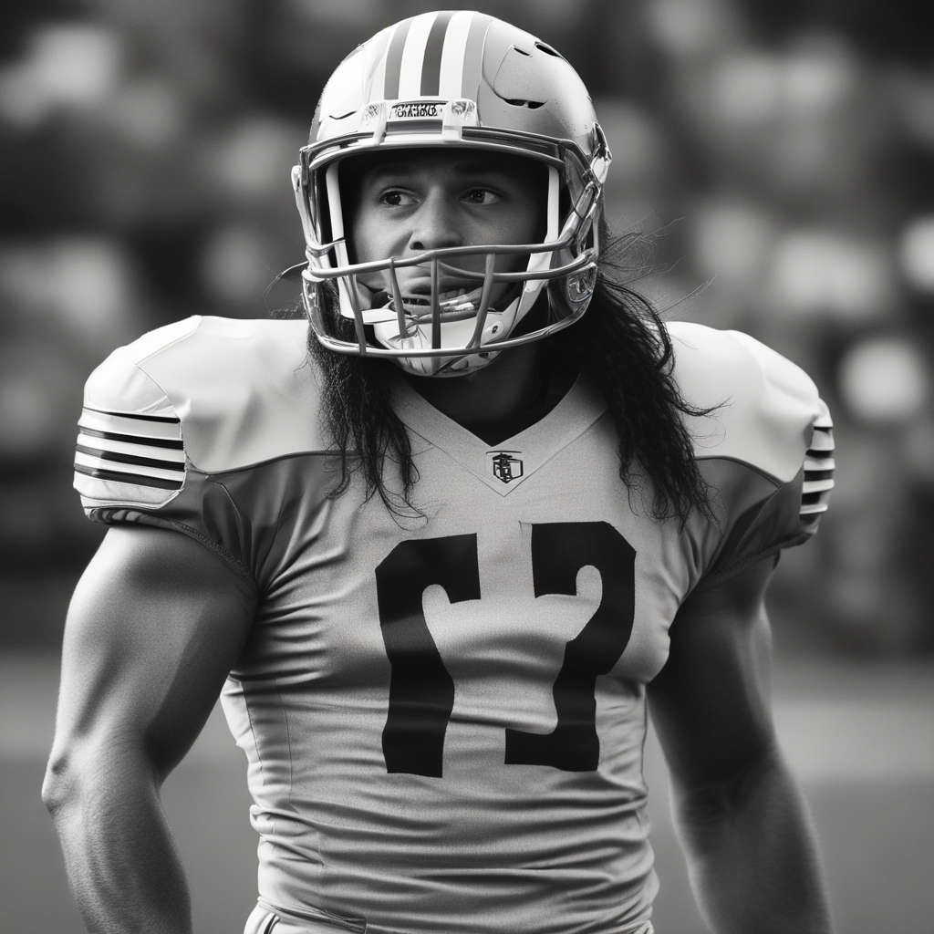 Football player with long hait