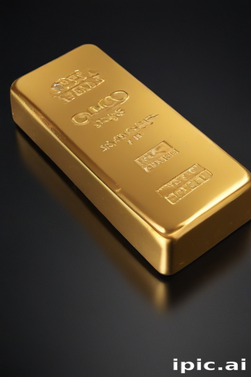 Shiny Gold Bullion Bar Displayed on a Smooth Black Surface