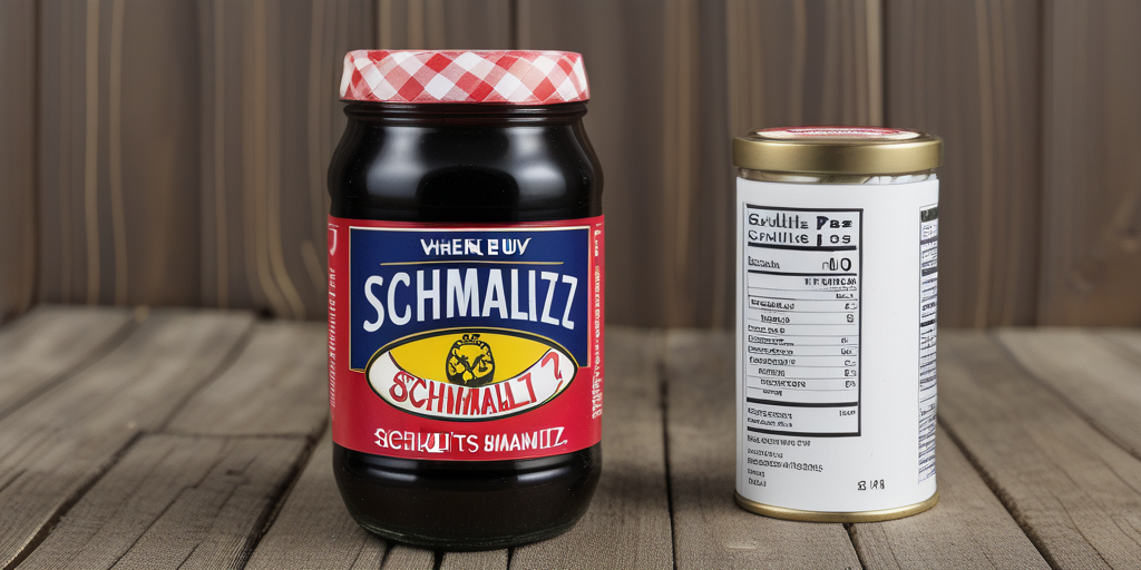 Two Jars of Schmaltz with Distinct Labels on a Wooden Table
