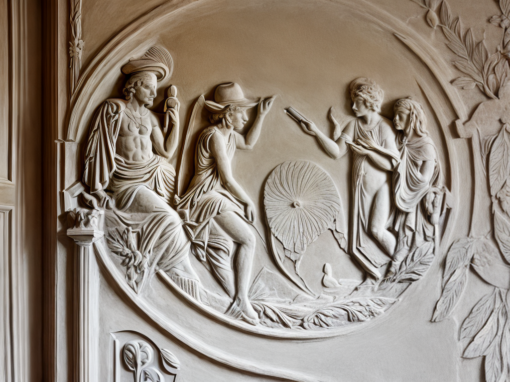 decorative plaster bas-relief in the interior