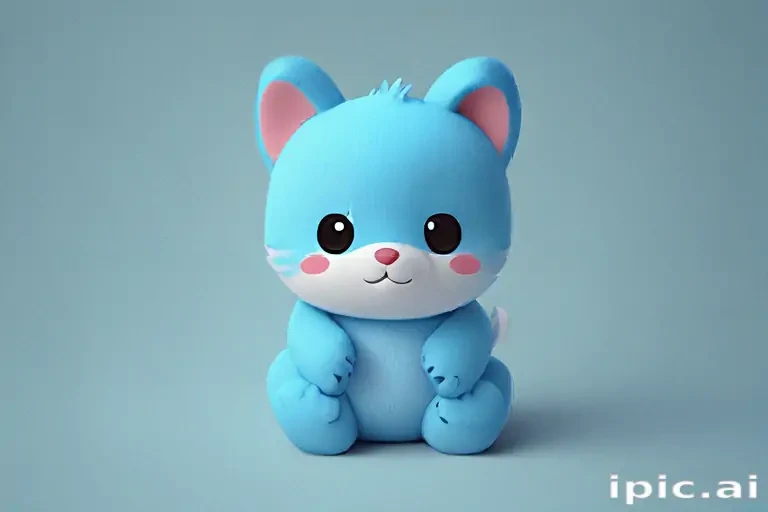 Adorable Blue Kitten Plush Toy with Big Eyes and Cute Expression.