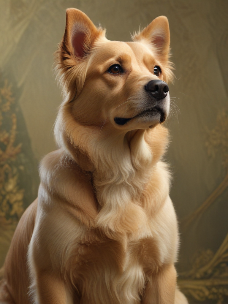 A Majestic Golden Dog Posing Elegantly Against a Soft Background