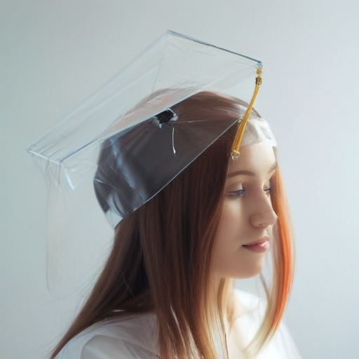 Young Woman Wearing a Unique Transparent Graduation Cap with a ...