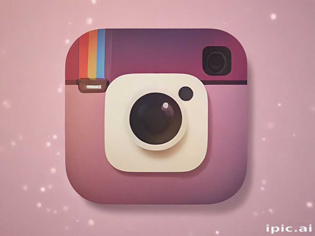 Colorful Instagram Logo on a Soft Pink Background with Sparkling Effects
