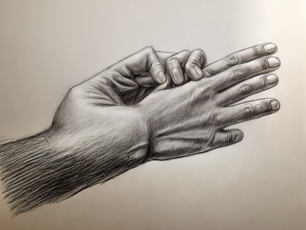 a drawing of an open hand from which a spark of light comes out