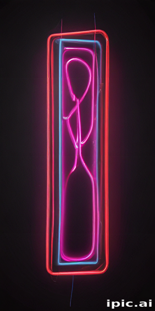 Colorful Neon Hourglass Design Illuminating the Concept of Time Passage