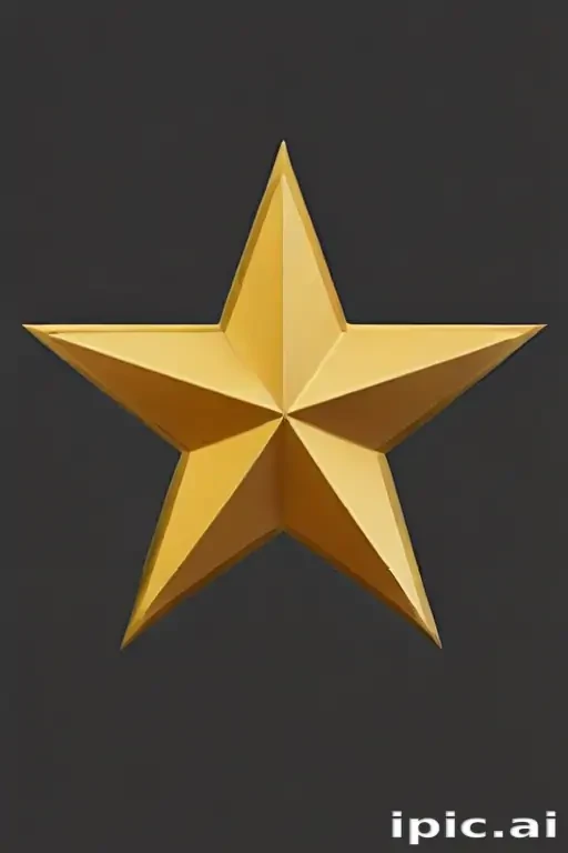 Three-Dimensional Gold Star Symbol Against a Dark Background Display
