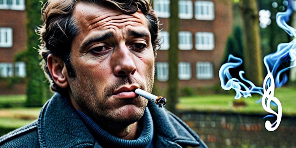 Sad man smoking