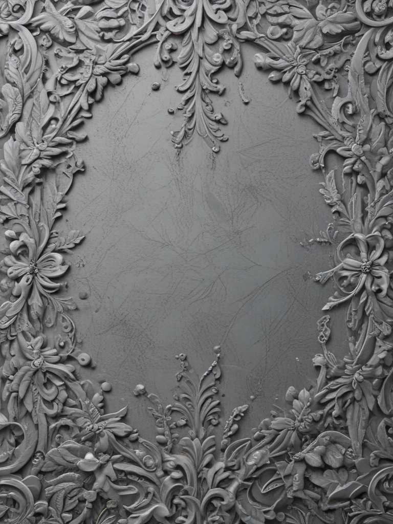 Intricate Gray Floral Frame Design with Elegant Detailing and Texture