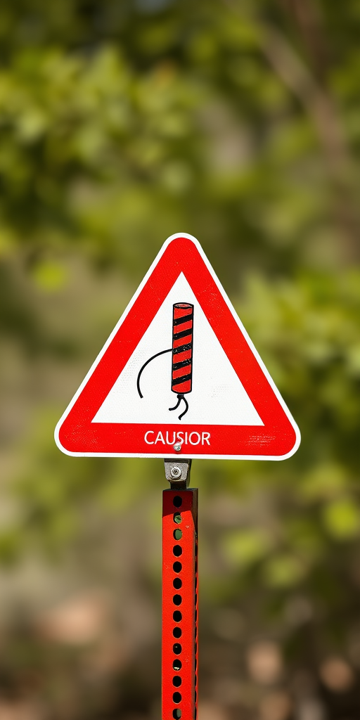 Caution: Warning Sign Indicating Potential Fireworks or Explosive ...