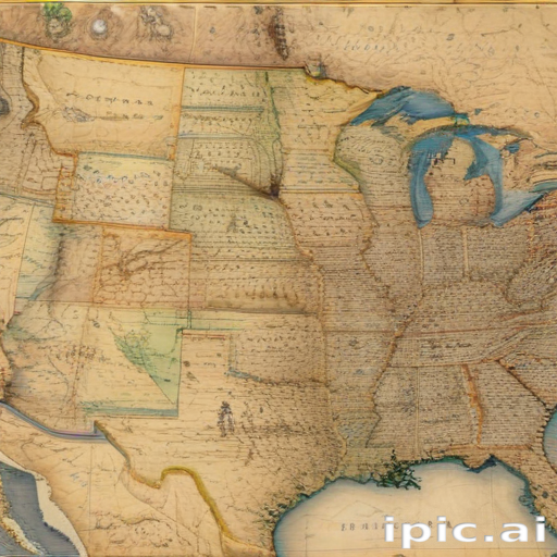 Detailed Historical Map of the United States with Annotations and Geography