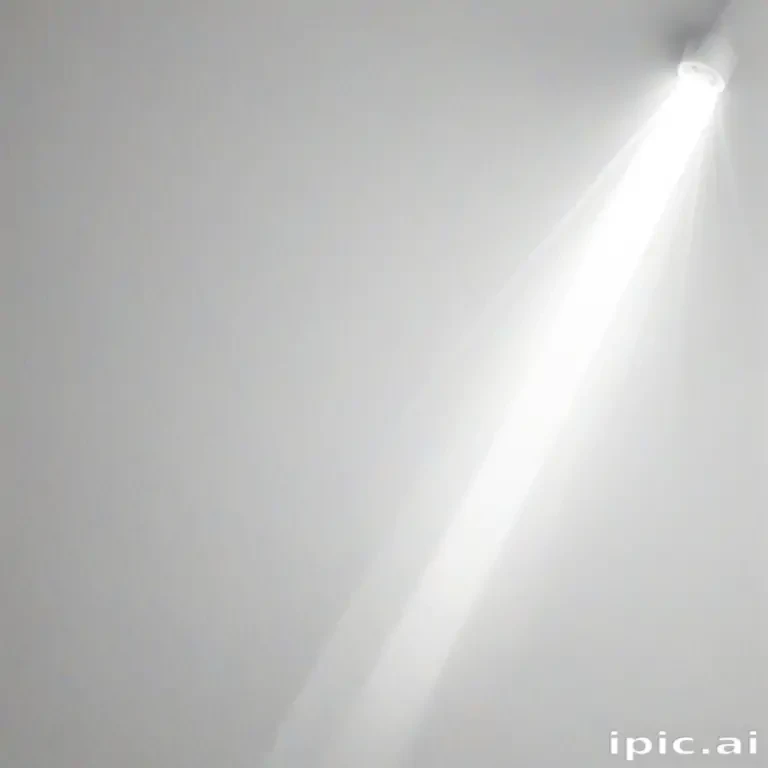 Bright LED Light Beam Illuminating a Plain White Wall Surface.