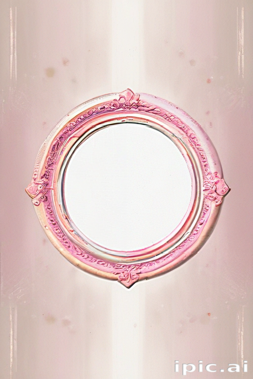 A Delicate Pink Mirror Framed in Intricate Floral Designs and Patterns.