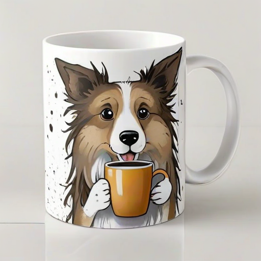 A Cute Cartoon Dog Enjoying a Warm Cup of Coffee Mug