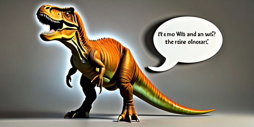 T-rex photorealistic with speech bubble