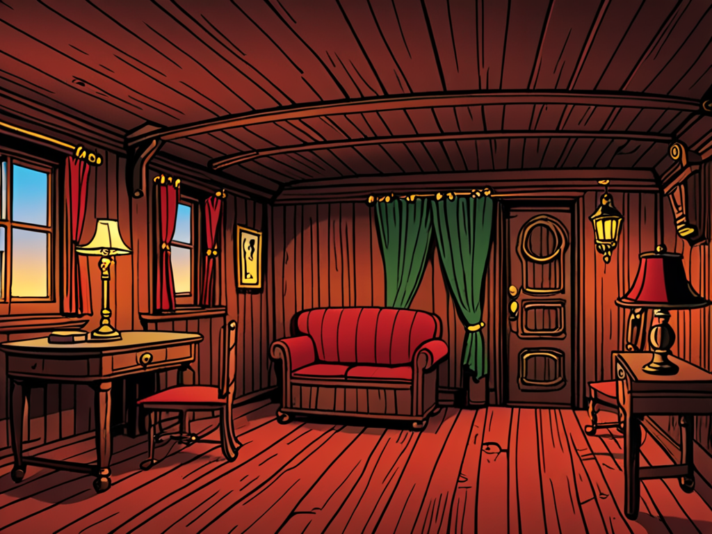 Interior of Captain Hook's state room on the pirate ship from the ...
