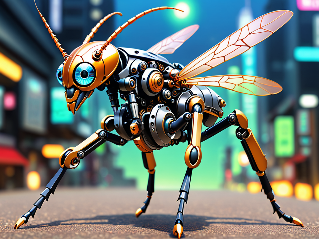 A four-legged insect-like mechanical creature, crackling with magical ...