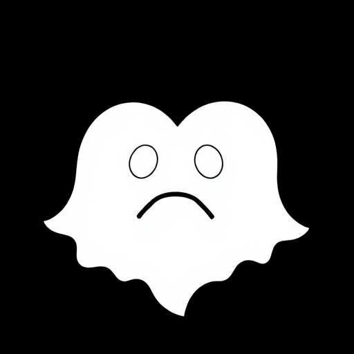A Sad Ghost Character with a Frown and Blank Expression on Black ...