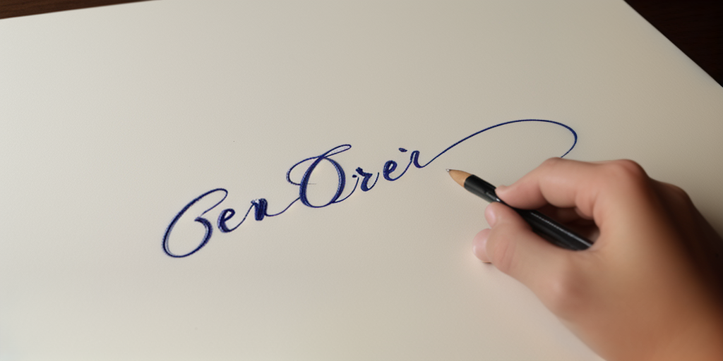 Artistic Handwriting: A Beautiful Signature in Elegant Blue Ink