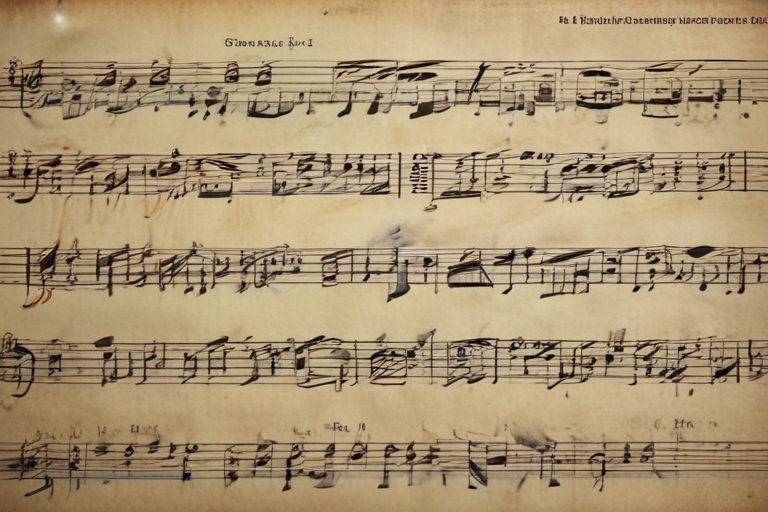 Sheet Music Featuring Melodic Notation and Musical Annotations on Aged ...