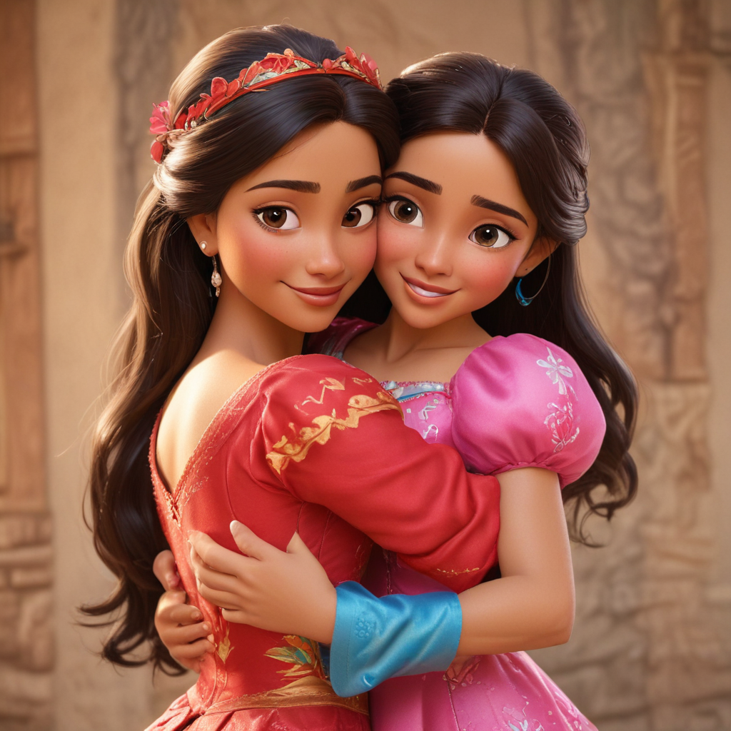Princess Elena from the cartoon Elena of Avalor hugging Isabella from ...