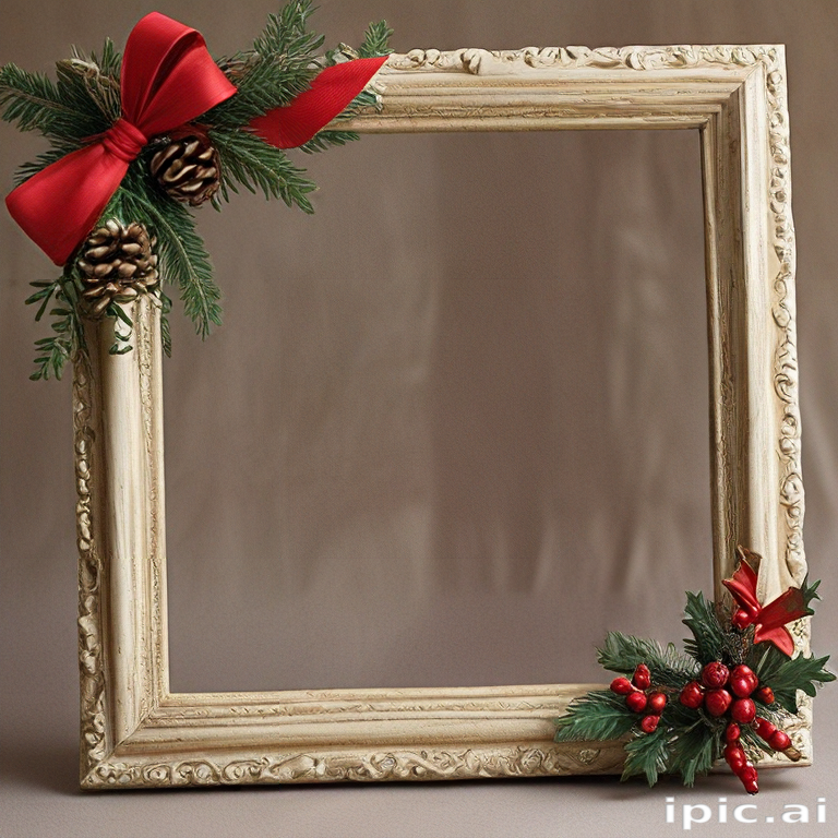 Elegant Holiday Frame Adorned with Festive Decorations for Seasonal Cheer