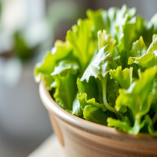 Close-Up View of Vibrant Green Lettuce Leaves with Intricate Ruffled Edges