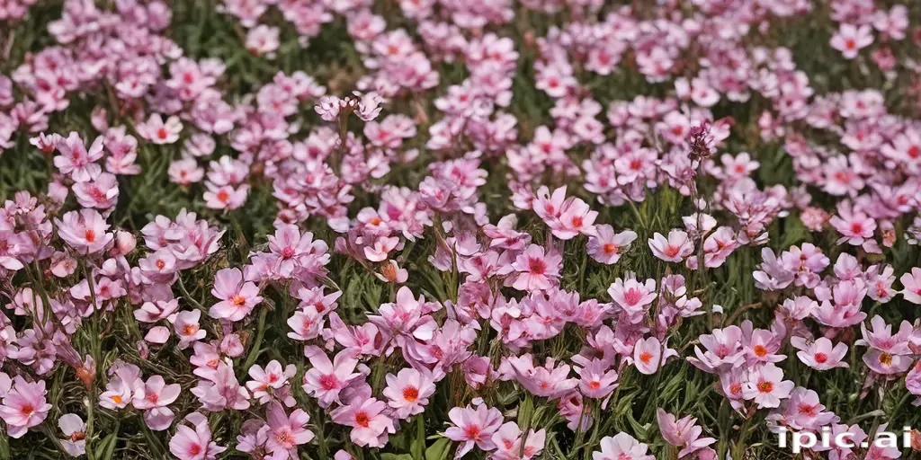 A Vibrant Field of Pink Flowers Dancing in the Gentle Breeze.
