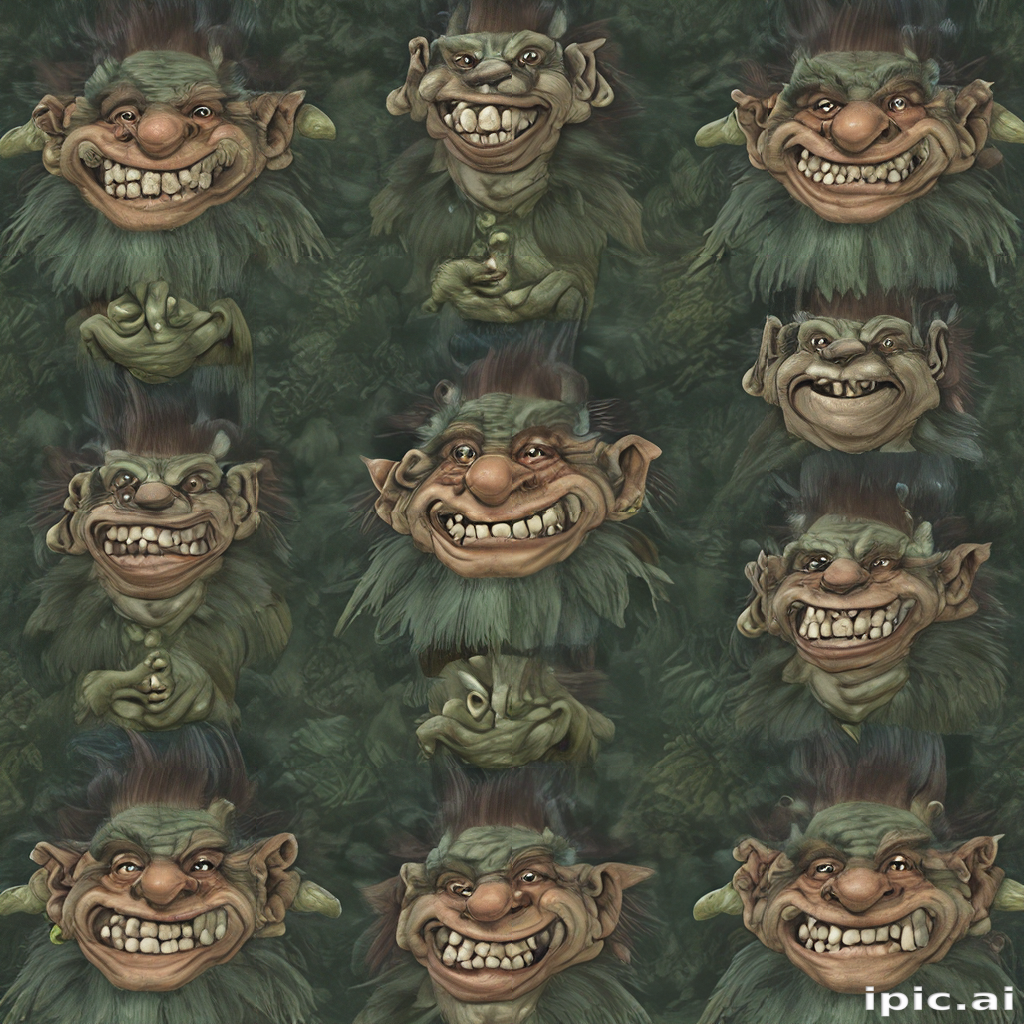 Whimsical Troll Expressions: A Collection of Playful and Mischievous Faces
