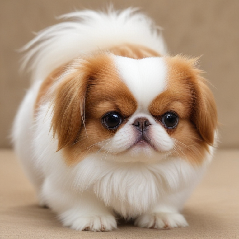 A Cute and Fluffy Japanese Chin Puppy with Big Bright Eyes.