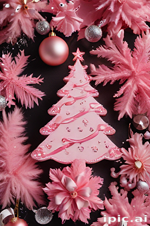 Delightful Pink Christmas Tree Surrounded by Festive Pink Decorations ...