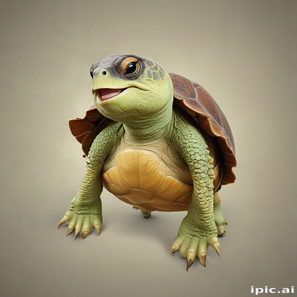 A Joyful Turtle Displaying Its Charming Smile and Playful Nature.