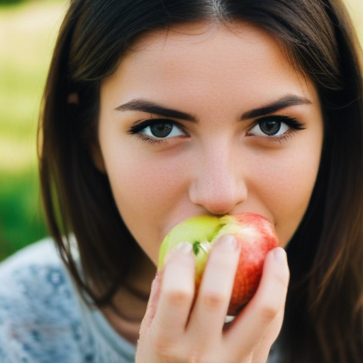 girl eating apple