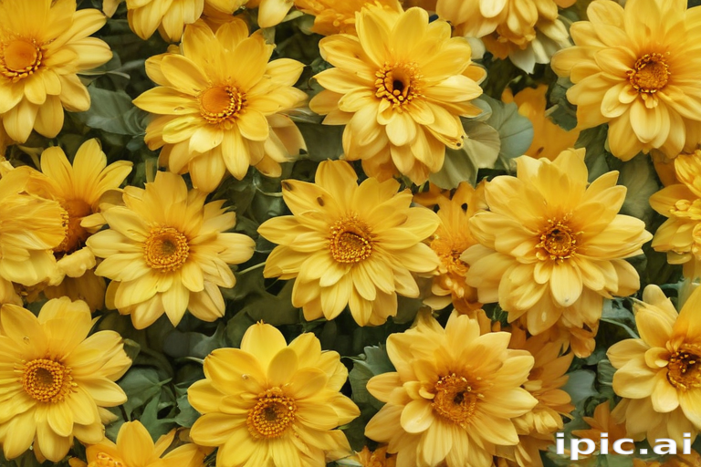 A Vibrant Display of Bright Yellow Flowers in Full Bloom Together.