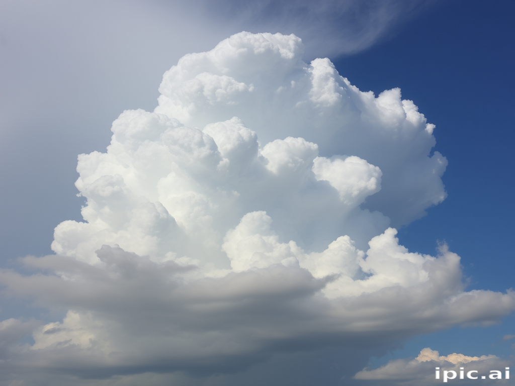 A Majestic Towering Cloud Formation Against a Bright Blue Sky.