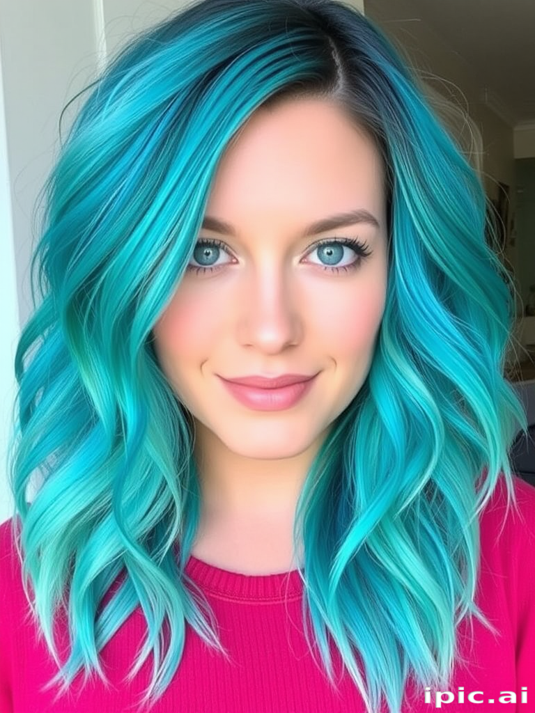 Vibrant Aqua Hair: A Stunning Look with Bright Blue and Green Tones