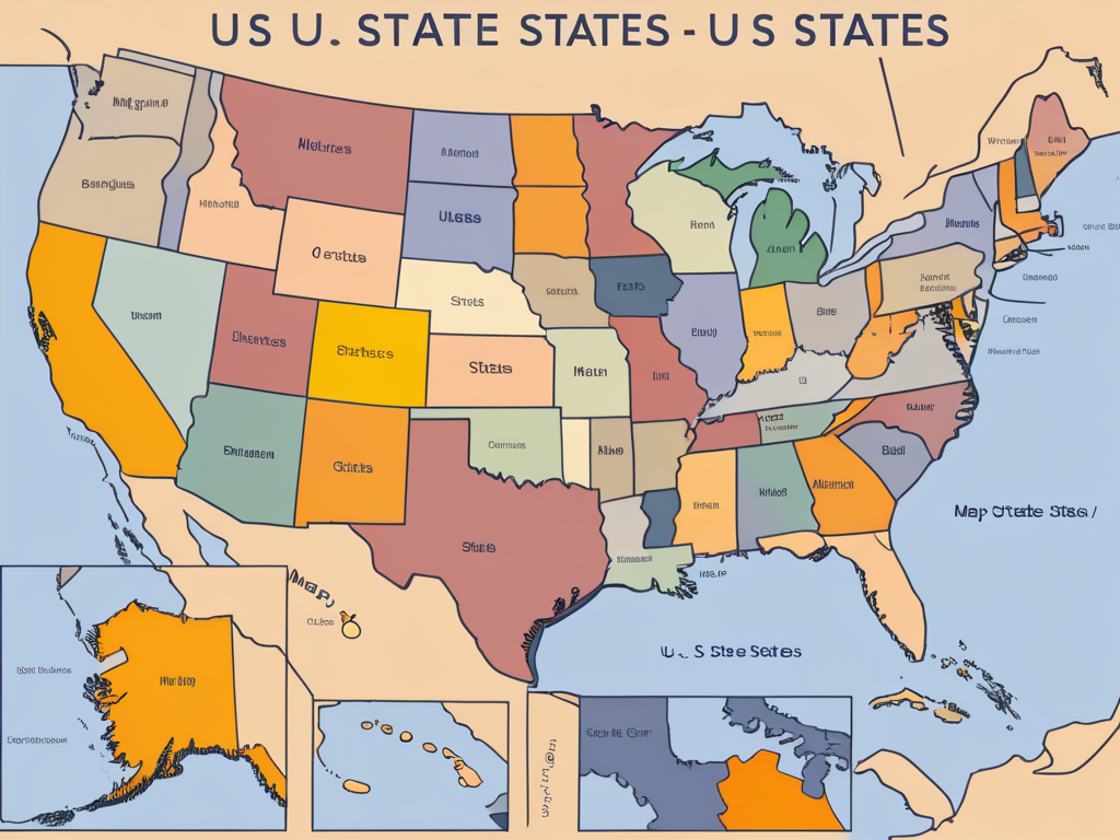 Colorful Map Illustrating All Fifty U.S. States and Their Borders