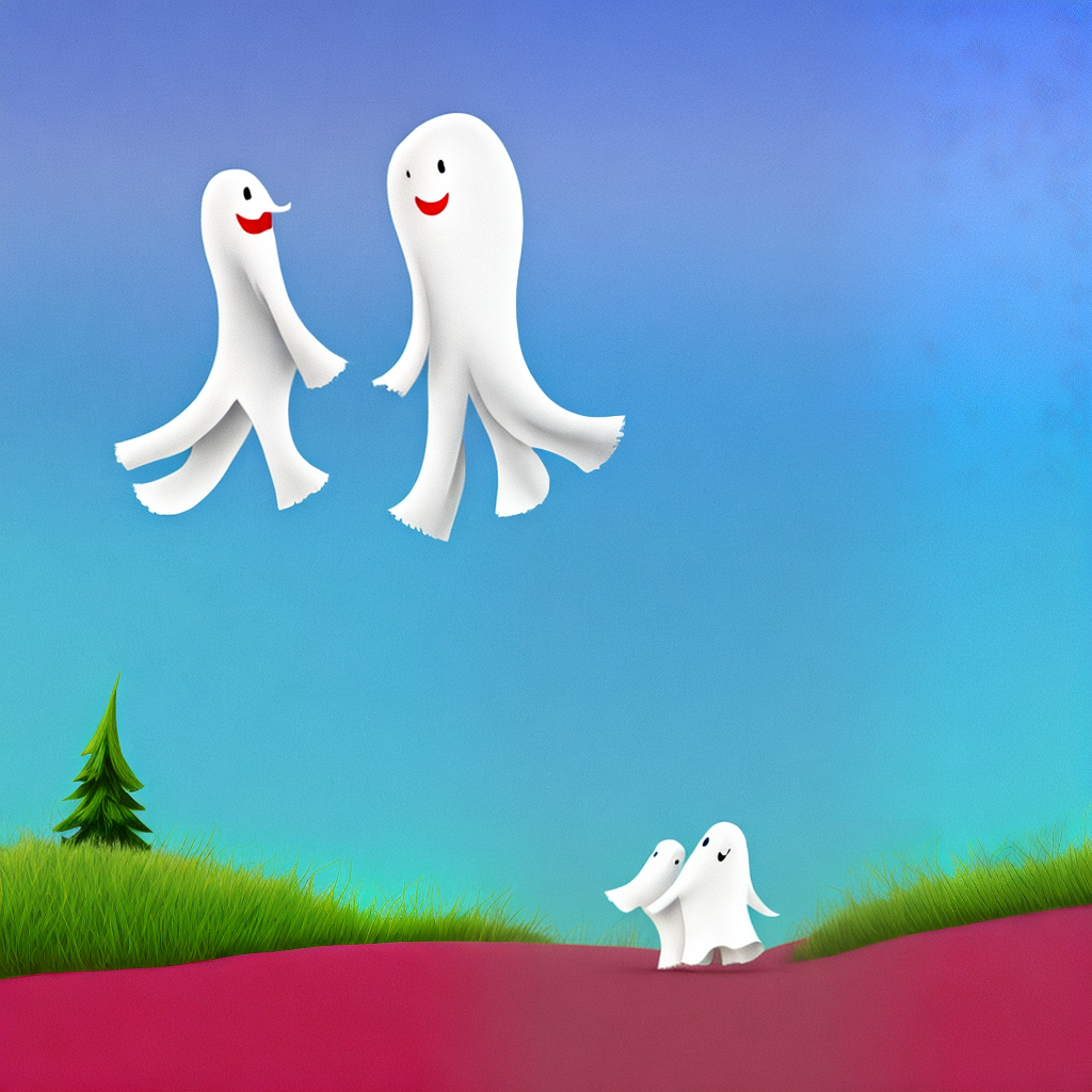two cartoon ghosts falling in love
