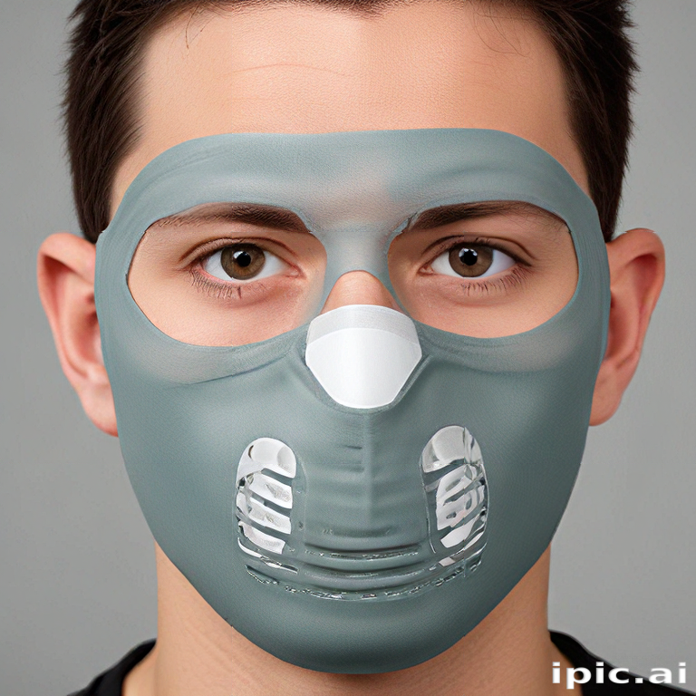 Man Wearing a Unique Gray Mask Designed for Enhanced Breathing and ...