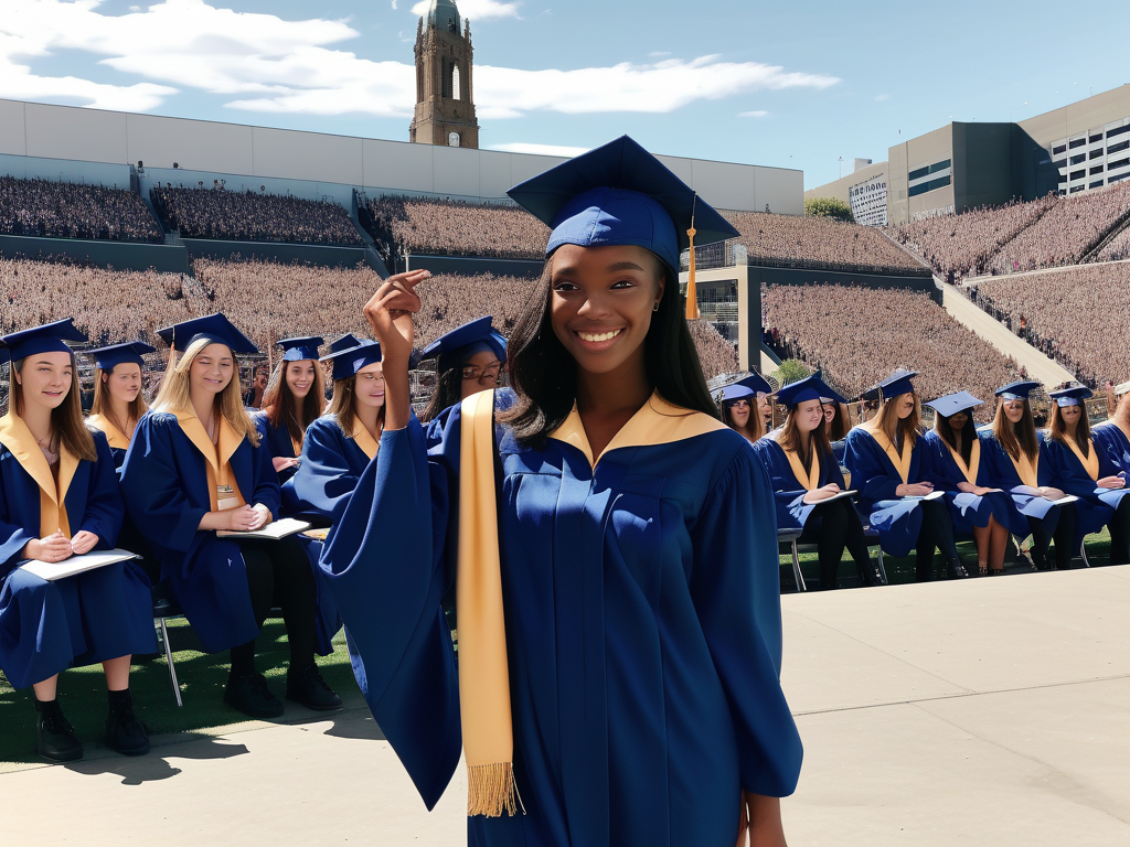 Celebrating Graduation Day: A Proud Graduate Among Her Classmates in ...